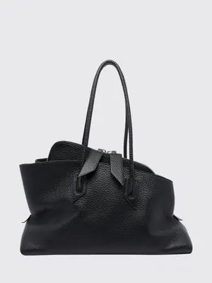 Attico La Passeggiata Shoulder Bag In Grained Calfskin Leather - Black