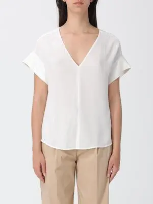 Liu Jo Sheer Viscose Blouse With A Deep V-neck - White