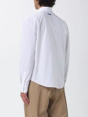 MSGM Graphic Print Long-sleeve Cotton Shirt With Concealed Placket