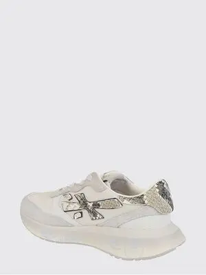 Premiata Laurin Leather And Mesh Sneakers With Rhinestones