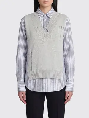 MAISON MARGIELA Striped Cotton And Linen Shirt With Faux Vest - Grey