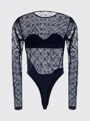MARINE SERRE Crescent Moon Print Long-sleeved Tulle Top