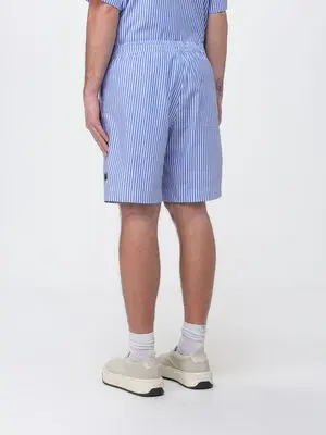 MSGM Striped Cotton Jogging Shorts With Elasticated Waist And Embroidered Logo