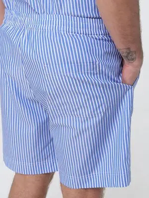 MSGM Striped Cotton Jogging Shorts With Elasticated Waist And Embroidered Logo