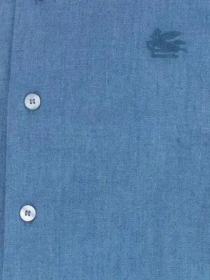 Etro Cotton Shirt With French Collar And Embroidered Cube Logo