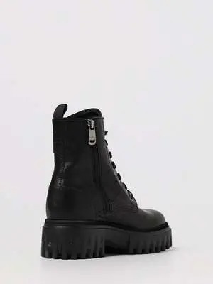 Hogan Smooth Calfskin Combat Boots With Lug Sole
