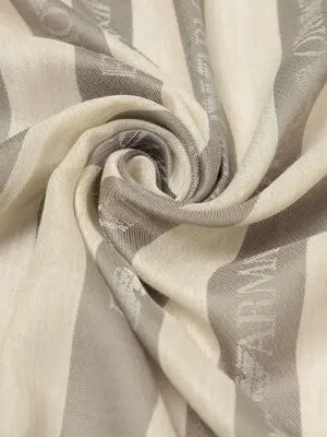 Emporio Armani Striped Modal Blend Scarf With Jacquard Logo - Fa01