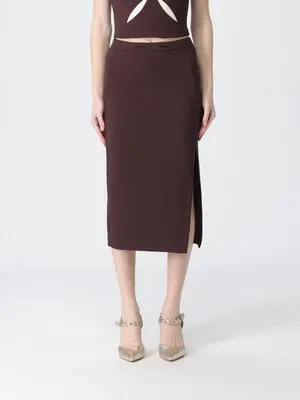 Elisabetta Franchi Crêpe Midi Skirt - Brown