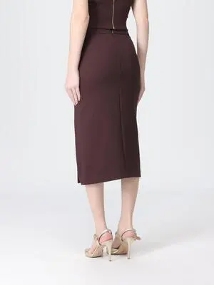 Elisabetta Franchi Midi Pencil Skirt With Side Slit - Brown