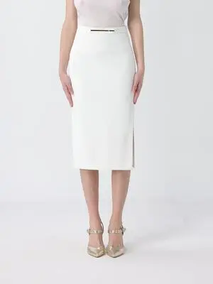 Elisabetta Franchi Crêpe Midi Skirt - Ivory