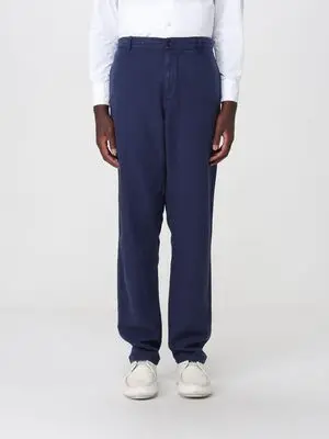 Aspesi Mid-rise Regular Fit Linen-blend Chino Trousers - Blue