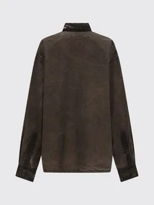 UMA WANG Relaxed Fit Distressed-effect Cotton Shirt With French Collar - Brown