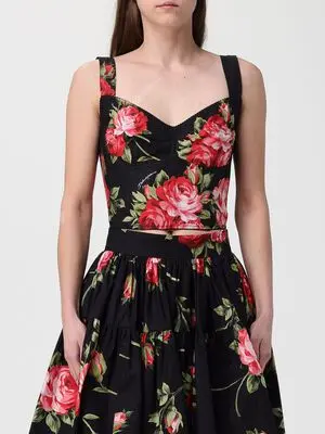 Dolce & Gabbana Floral Cotton Blend Corset Top - Black