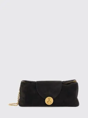 Versace Suede Flap Bag With Gold Tone Clasp - Coffee