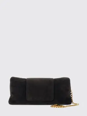 Versace Suede Flap Bag With Gold Tone Clasp - Coffee