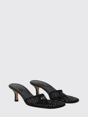 ALYSI Mesh Mules With Square Toe And Rhinestone Embellishment