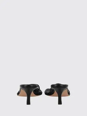 ALYSI Mesh Mules With Square Toe And Rhinestone Embellishment