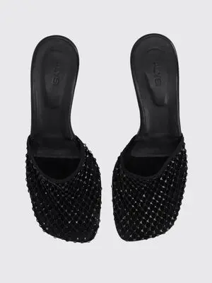 ALYSI Mesh Mules With Square Toe And Rhinestone Embellishment