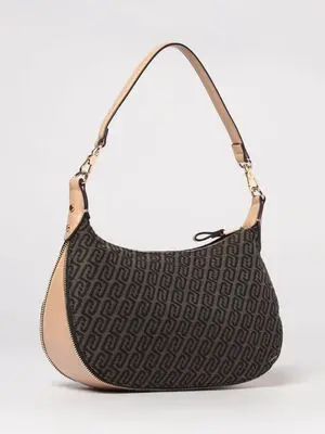 Liu Jo Canvas Bag With Jacquard Monogram - Dark