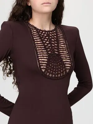 Elisabetta Franchi Long Sleeve Dress With Bead Detail