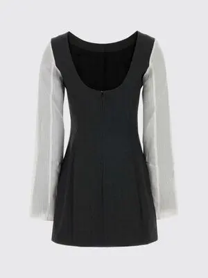 Our Legacy Polyester Blend Mini Dress With Pinstripe Pattern And Long Sleeves