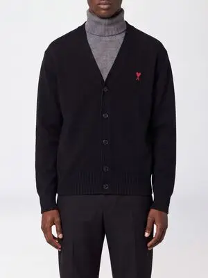 AMI Paris AMI Paris V-Neck Cardigan With Embroidered Logo Black
