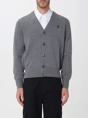 AMI Paris V-neck Cardigan With Embroidered Logo