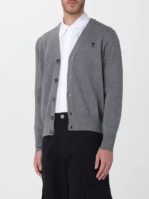 AMI Paris V-neck Cardigan With Embroidered Logo