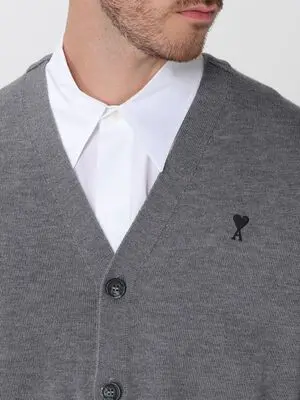 AMI Paris V-neck Cardigan With Embroidered Logo