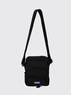 Hugo Vytal Recycled Nylon Crossbody Bag With Zip Closure And Applied Logo - Black