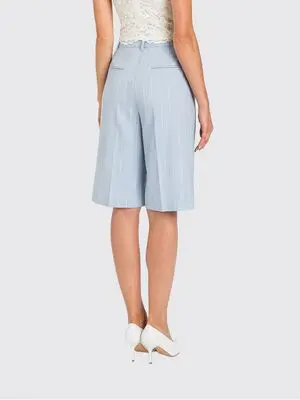 TWINSET Pinstripe Viscose Blend Knee-length Chino Shorts - Sky Blue