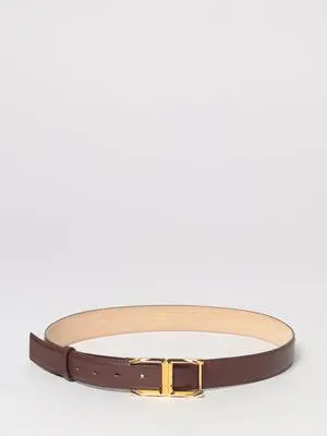 Elisabetta Franchi Hammered Leather Belt With Monogram Buckle - Brown