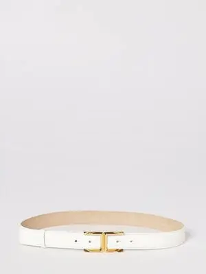 Elisabetta Franchi Hammered Leather Belt With Monogram Buckle - Ivory