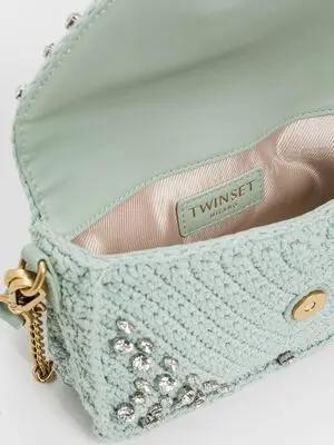 TWINSET Crochet Cotton Bag With Rhinestones - Water