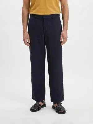 Barena Venezia Linen Blend Wide Leg Trousers - Navy