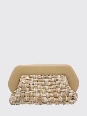 THEMOIRE Bios Woven Vegan Leather Clutch With Removable And Adjustable Strap - Beige
