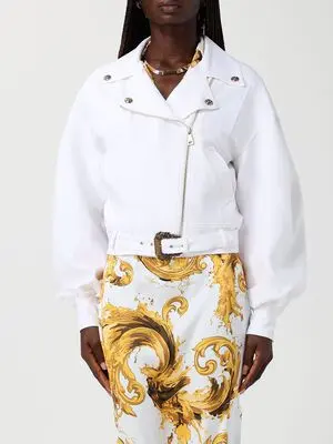 Versace Linen Blend Biker Jacket - White