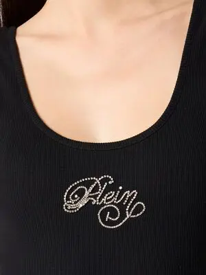 Philipp Plein Jersey Mini Dress With Rhinestone Embellishments