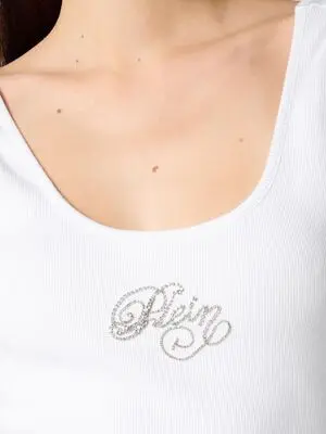 Philipp Plein Jersey Mini Dress With Rhinestone Embellishments