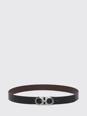 FERRAGAMO Reversible Gancini Buckle Leather Belt - Black
