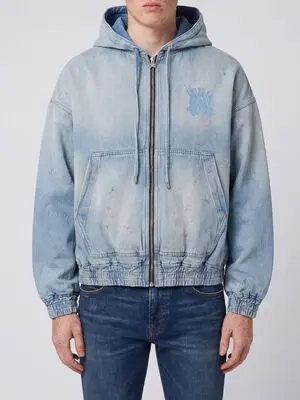 Amiri Distressed Denim Zip-up Hoodie