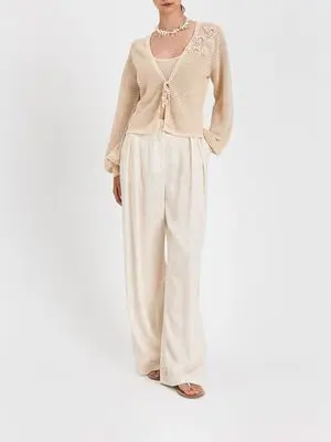 TWINSET Cotton V-neck Cardigan With Embroidered Flower Appliqu