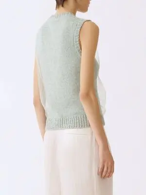 Fabiana Filippi Sleeveless Knit Vest With Tulle Overlay