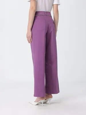 Liu Jo High-waisted Cropped Stretch Cotton Blend Trousers With Jewelled Belt