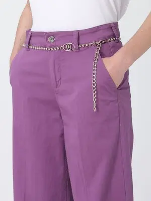 Liu Jo High-waisted Cropped Stretch Cotton Blend Trousers With Jewelled Belt