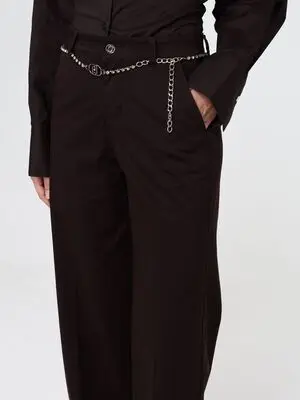 Liu Jo High-waisted Cropped Stretch Cotton Blend Trousers With Jewelled Belt - Violet