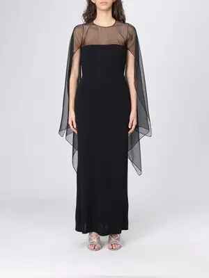 Alberta Ferretti Long Sleeve Satin Evening Gown
