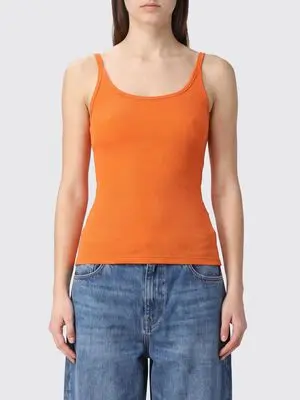 MSGM Slim Fit Viscose Top With Thin Straps And Round Neck - Orange