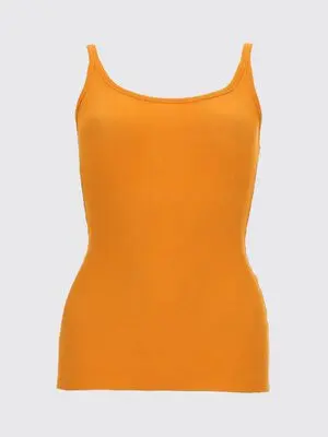 MSGM Slim Fit Viscose Top With Thin Straps And Round Neck - Orange