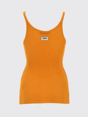 MSGM Slim Fit Viscose Top With Thin Straps And Round Neck - Orange